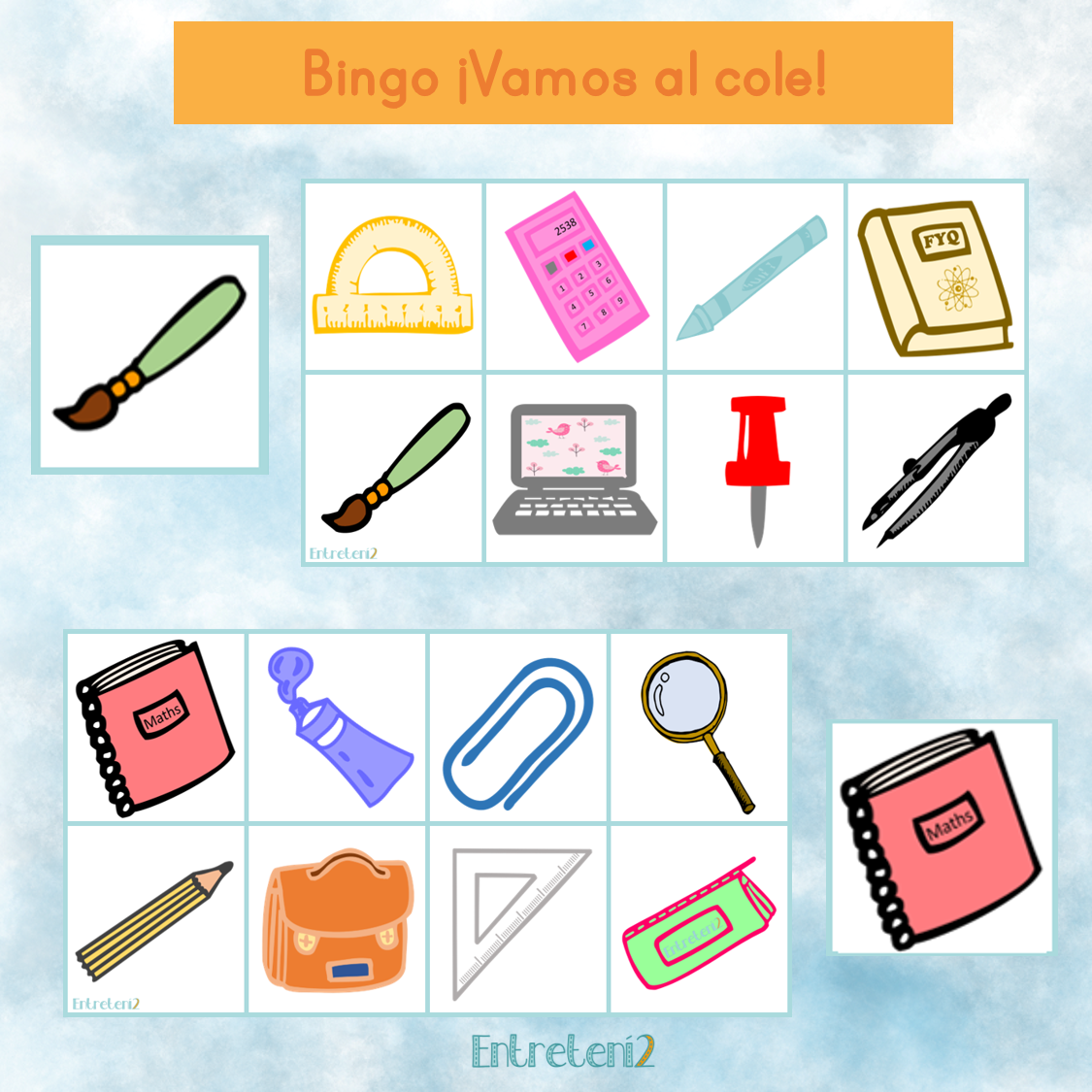 Entreteni2: Bingo ¡Vamos al cole!