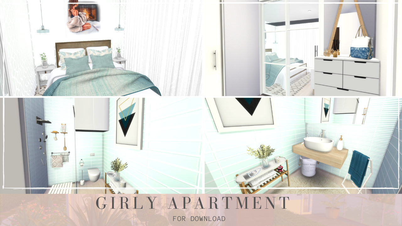 GIRLY APARTMENT + DOWNLOAD + TOUR + CC CREATORS | The Sims 4 | - Dinha