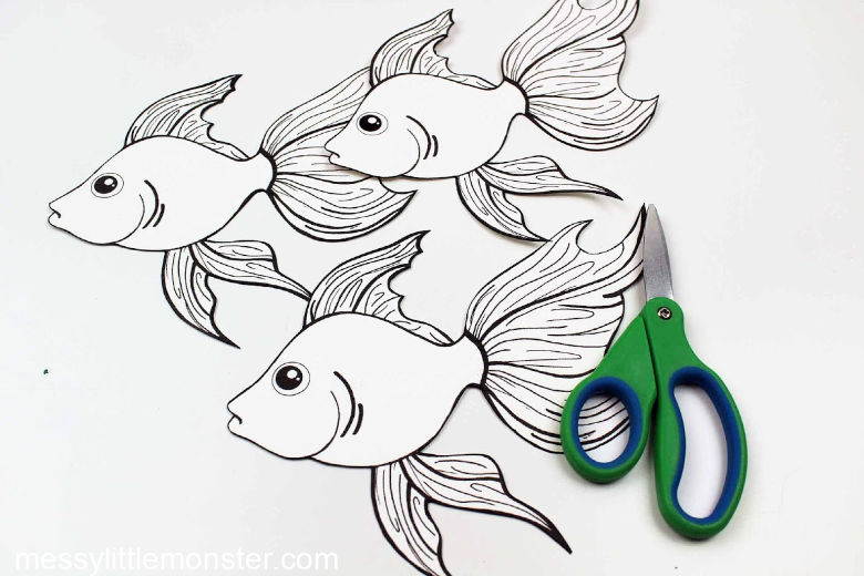Watercolour Fish Craft (using a printable fish template) - Messy Little ...