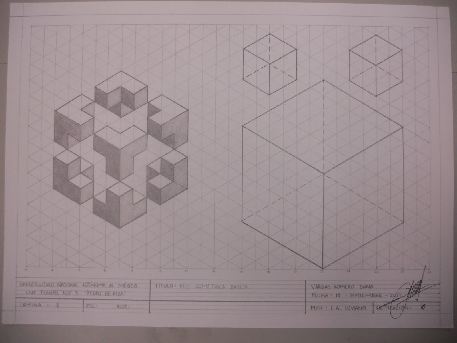 DIBUJO CONSTRUCTIVO II : LÁMINA 3, RED ISOMÉTRICA BÁSICA