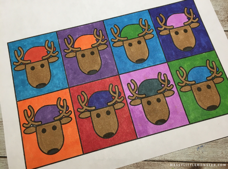 Reindeer Pop Art for Kids - Messy Little Monster