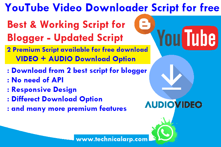 Free Youtube Video Downloader Script 2 For Blogger ~ Technical Arp