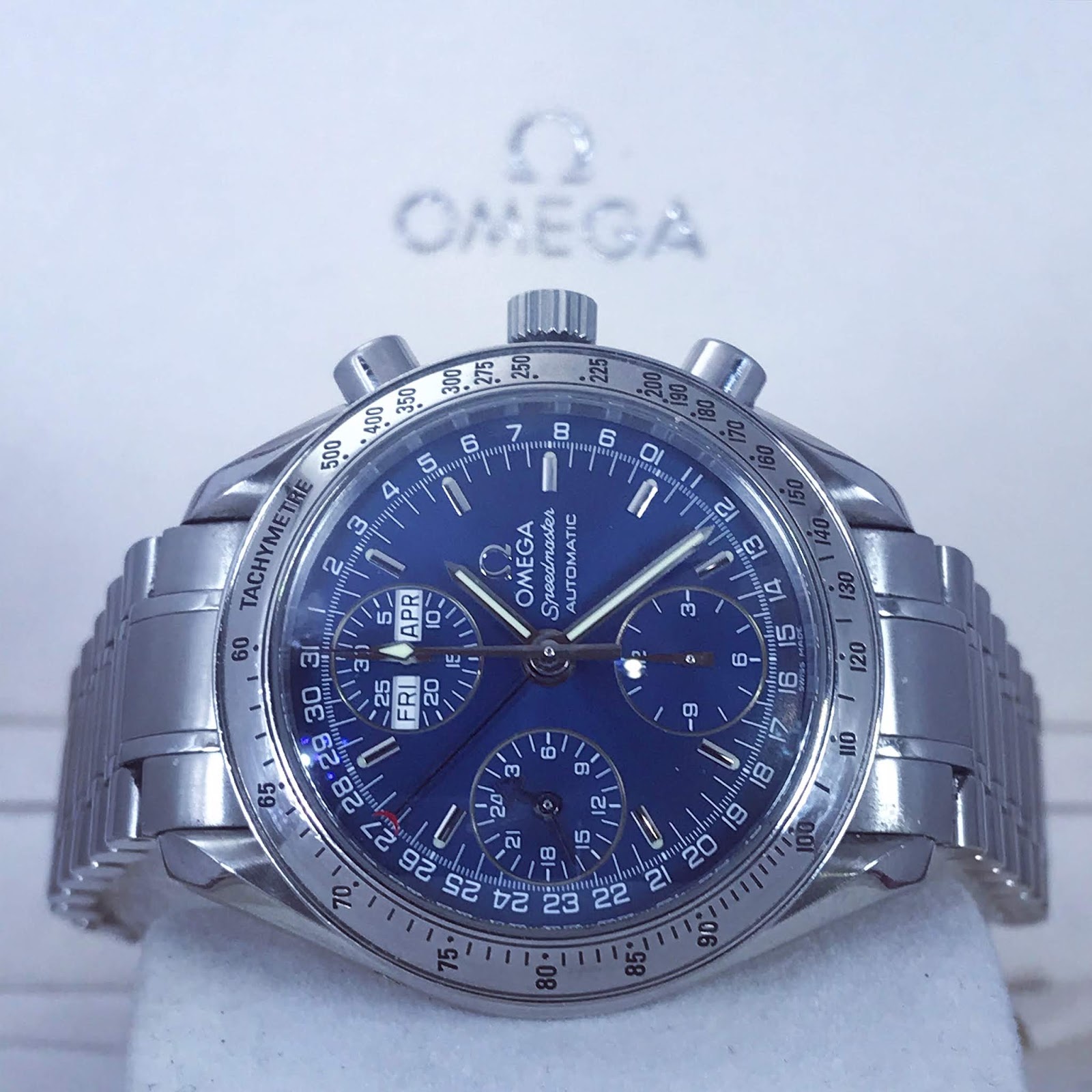 GRACIE HOUR: (N/A) Omega Speedmaster Triple Date Blue Sunburst