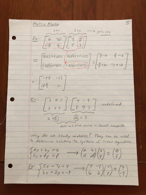 Professor Frank’s Math Blog: Matrix Algebra - Notes