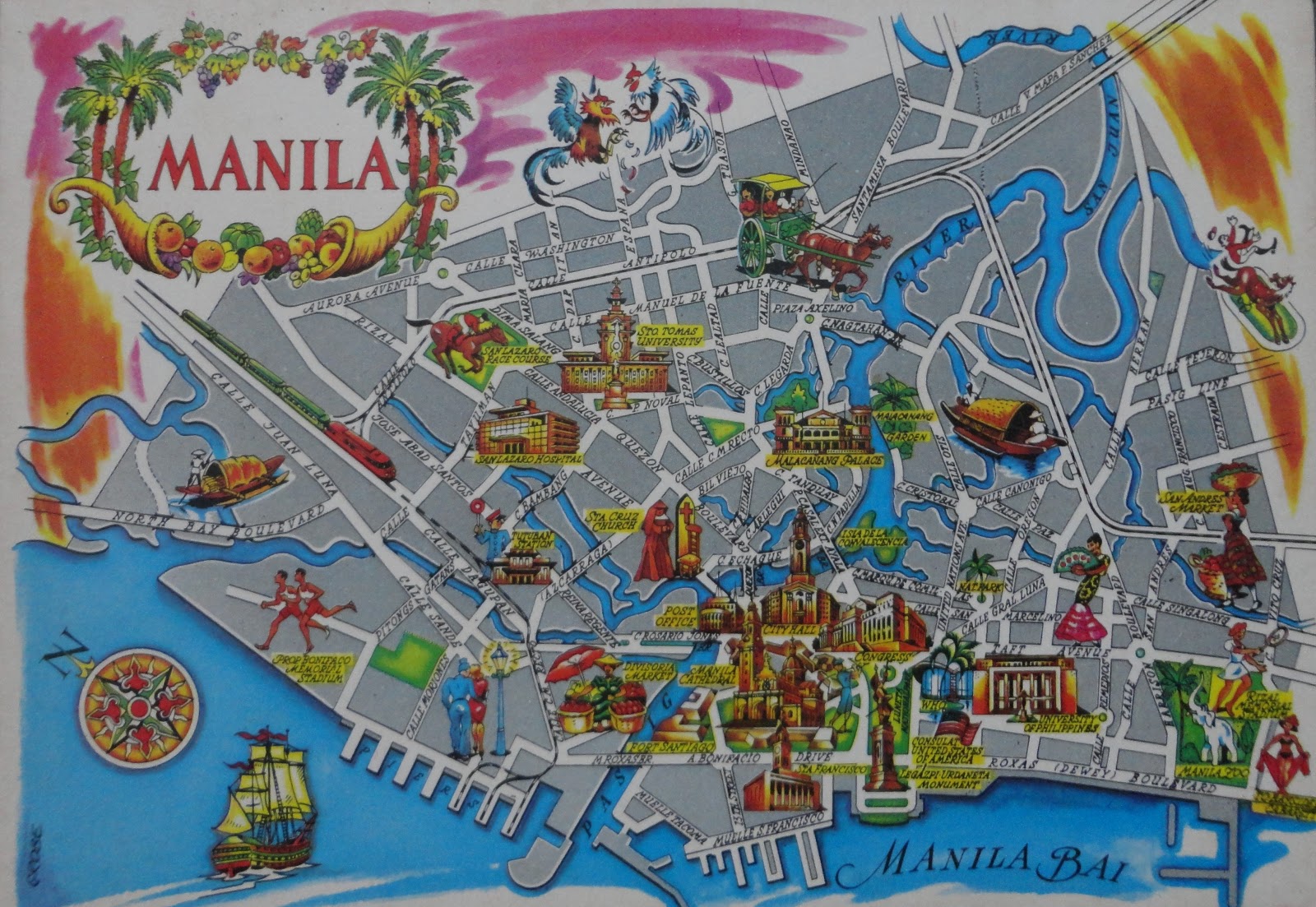 The World Thru Postcards: Map of Manila