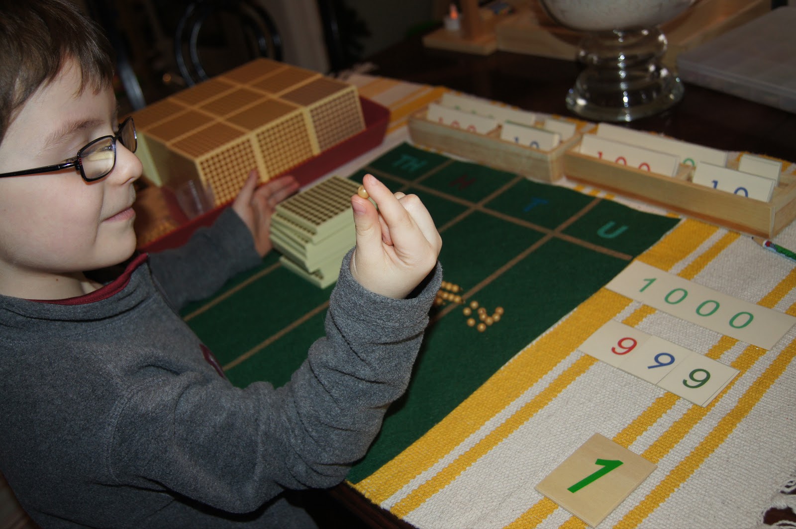 Golden Bead Subtraction, Montessori Math At Home - "Making Montessori Ours"