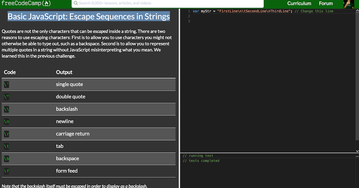 Just A Few Things 100DAYSOFCODE D28 Basic JavaScript Escape just-a-few-things-100daysofcode-d28-basic-javascript-escape