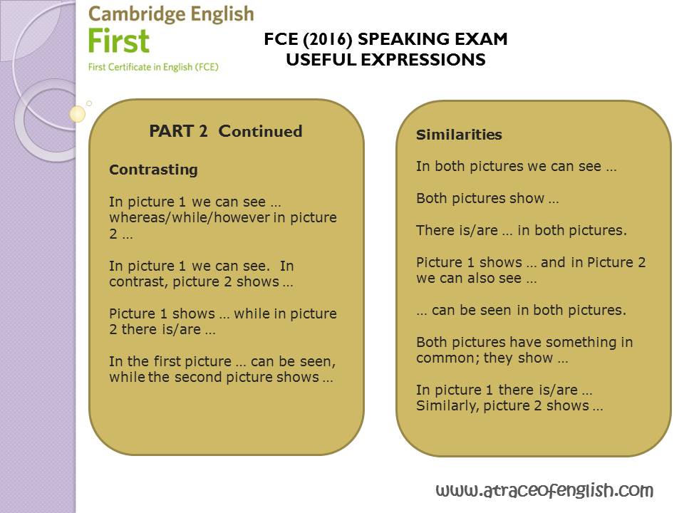 Online English Classes A Trace Of English: FCE (B2) SPEAKING TIPS ...
