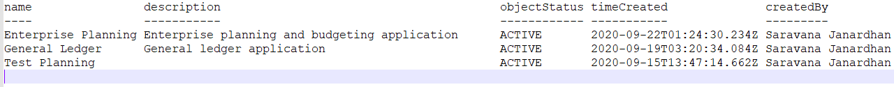 Edmcs Rest Api Call Using Powershell To List All Applications From The Instance