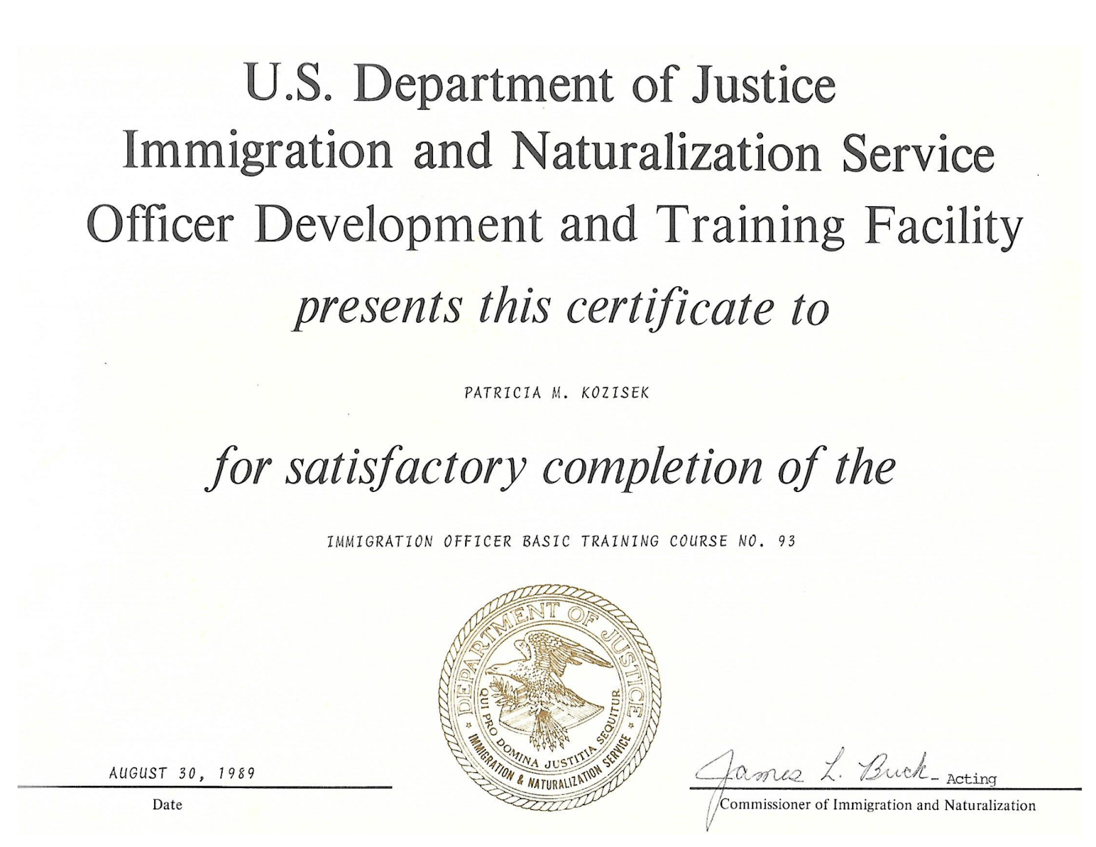 Patricia Plantamura: Immigration Officer Basic Training: Law ...