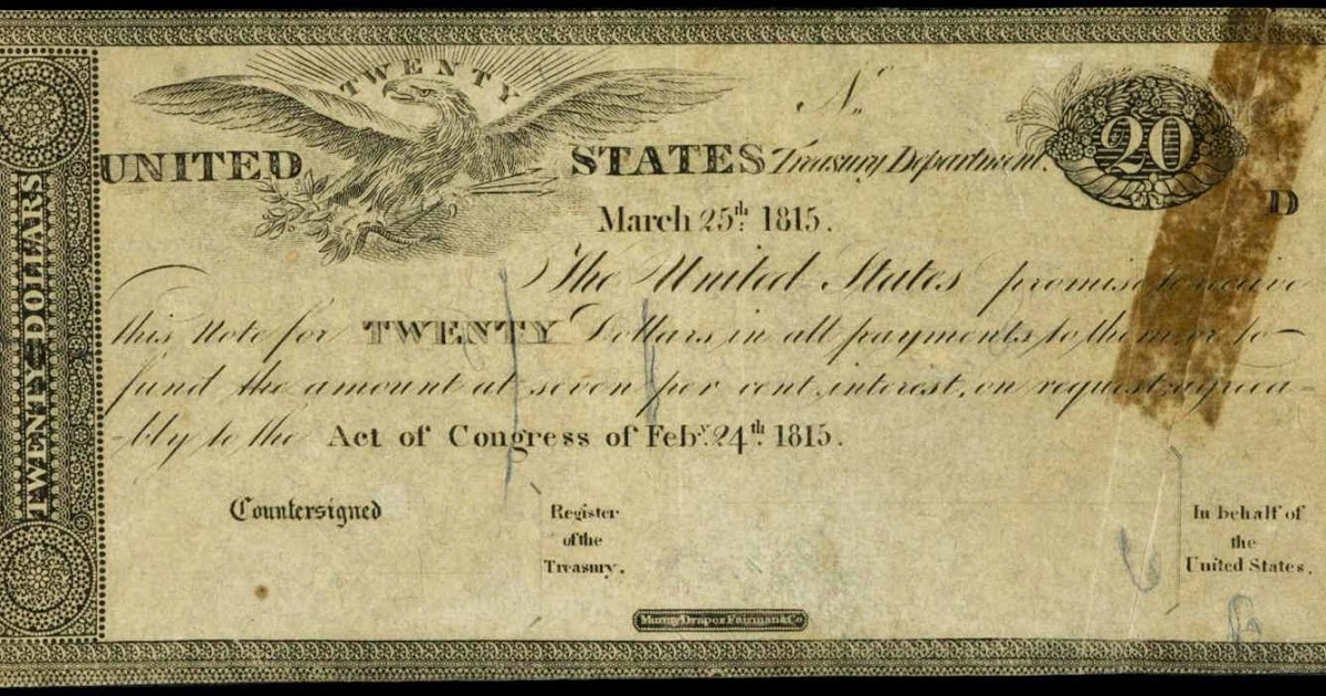 United States 20 Dollar Treasury Note 1815|World Banknotes & Coins ...