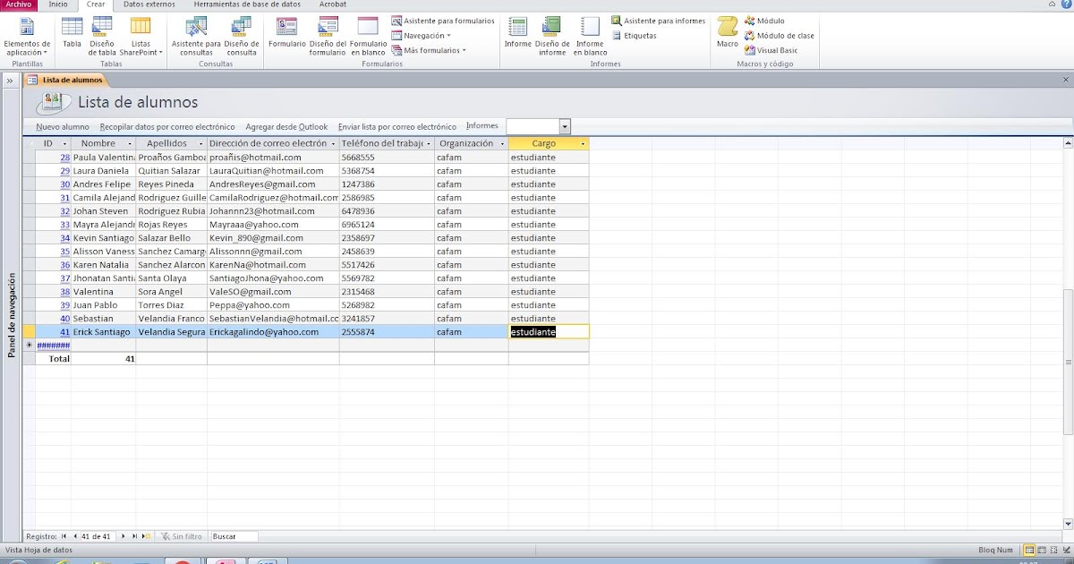 Cuaderno de informatica: BASE DE DATOS ACCESS