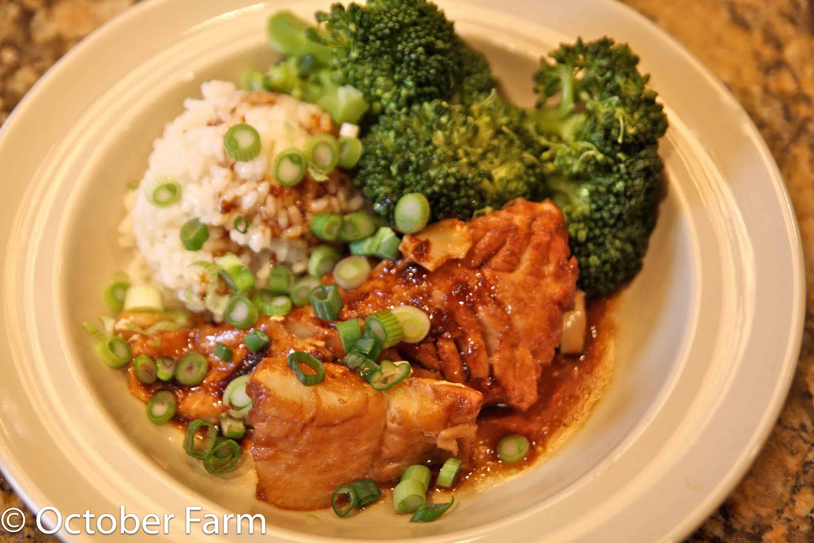 Asian Cod with Sticky Rice and Broccoli