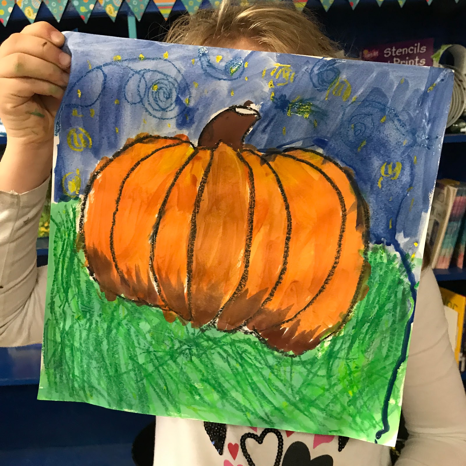 Elements of the Art Room: 2nd Grade Starry Night Pumpkins 🎃