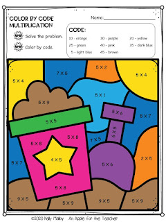 An Apple For The Teacher: Summer Color By Number