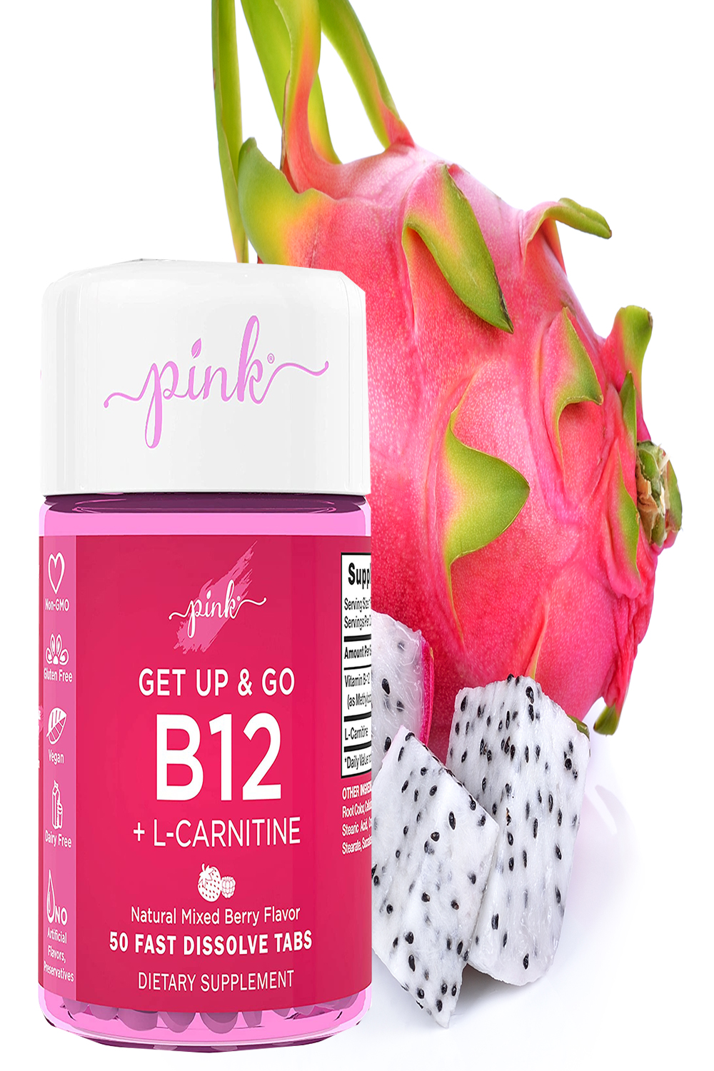 Pink B12 Vitamins | 5000mcg | 50 Fast Dissolve Tablets | Vegan, Non-GMO ...