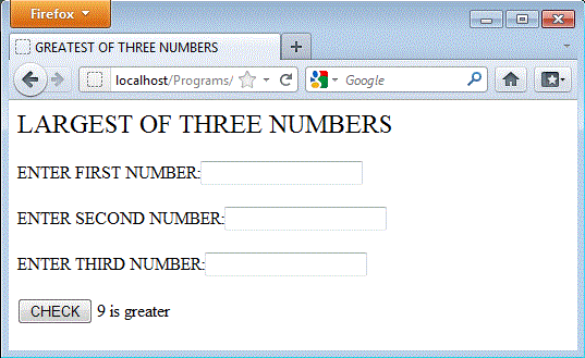 Programming Wala: Codes and Tutorials: PHP code to find the largest of ... Programming Wala: Codes and Tutorials: PHP code to find the largest of ...