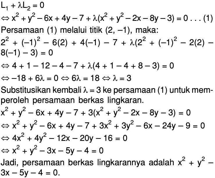 Tentukan Persamaan Berkas Lingkaran Yang Melalui Titik Potong Lingkaran tentukan-persamaan-berkas-lingkaran-yang-melalui-titik-potong-lingkaran
