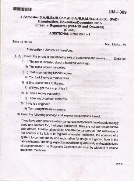Bangalore University B.A./B.Sc. B.Com./B.B.A./B.H.M./B.C.A./B.Sc ...