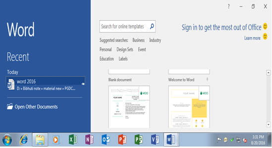 Ms Word 2016: introduction of ms word