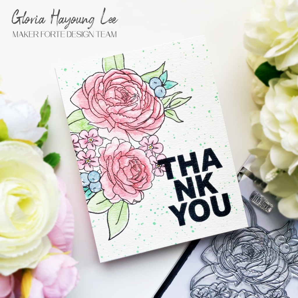 Gloria's craft room: Thank you watercoloring card