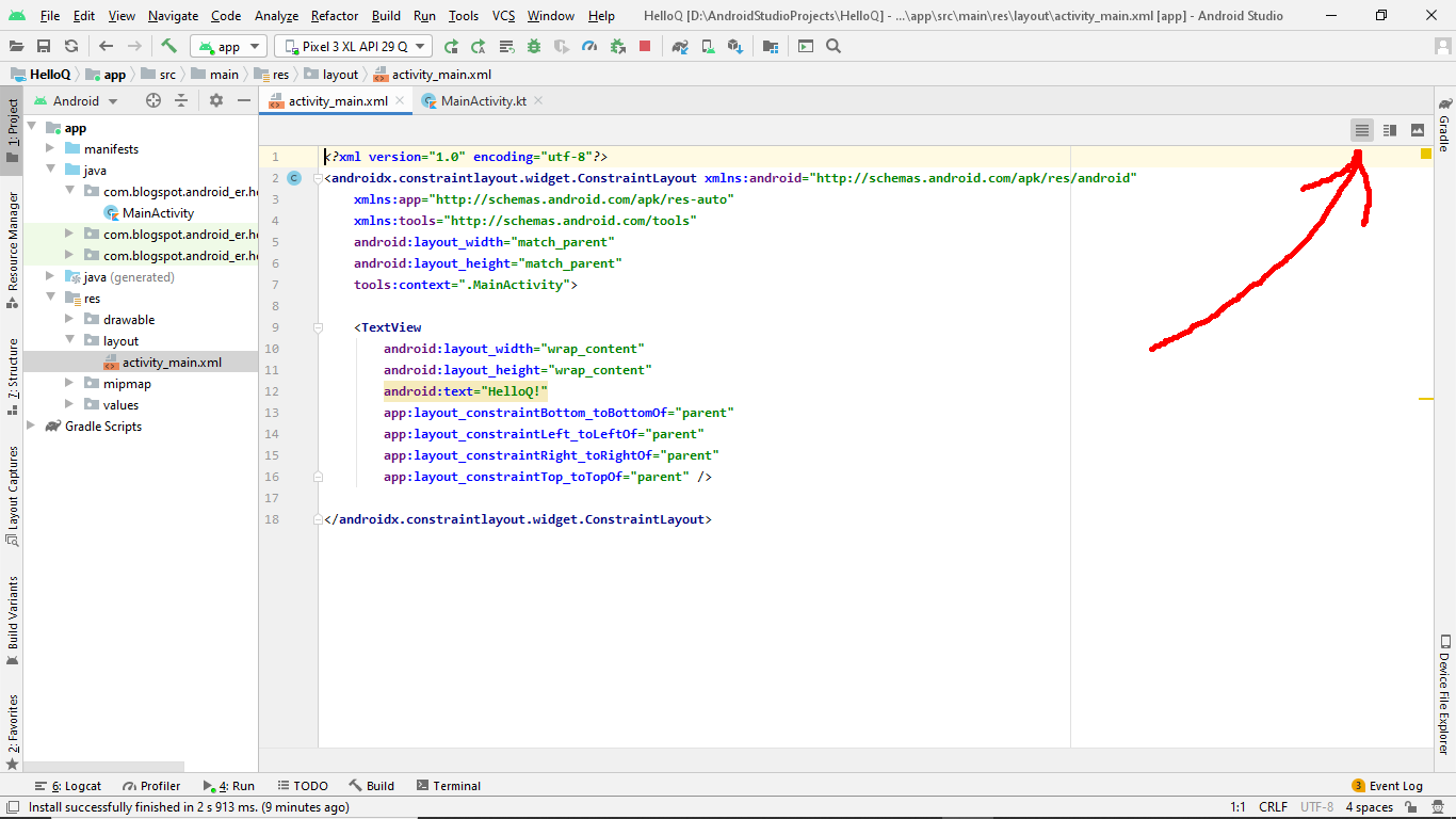 Android-er: How to display layout xml in code view, for Android Studio ... Android-er: How to display layout xml in code view, for Android Studio ...