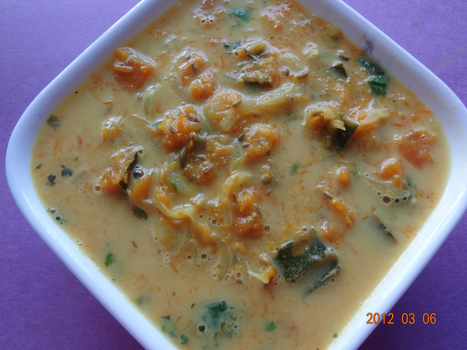 Pumpkin Milk Kootu - Prangikai Paal kootu recipe - Red Pumpkin Recipe ...