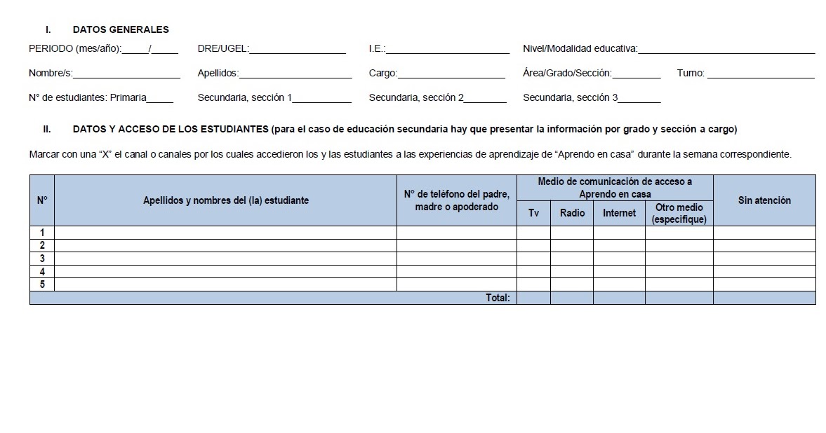 Formato de Informe Mensual de actividades de marzo y abril - MINEDU ...