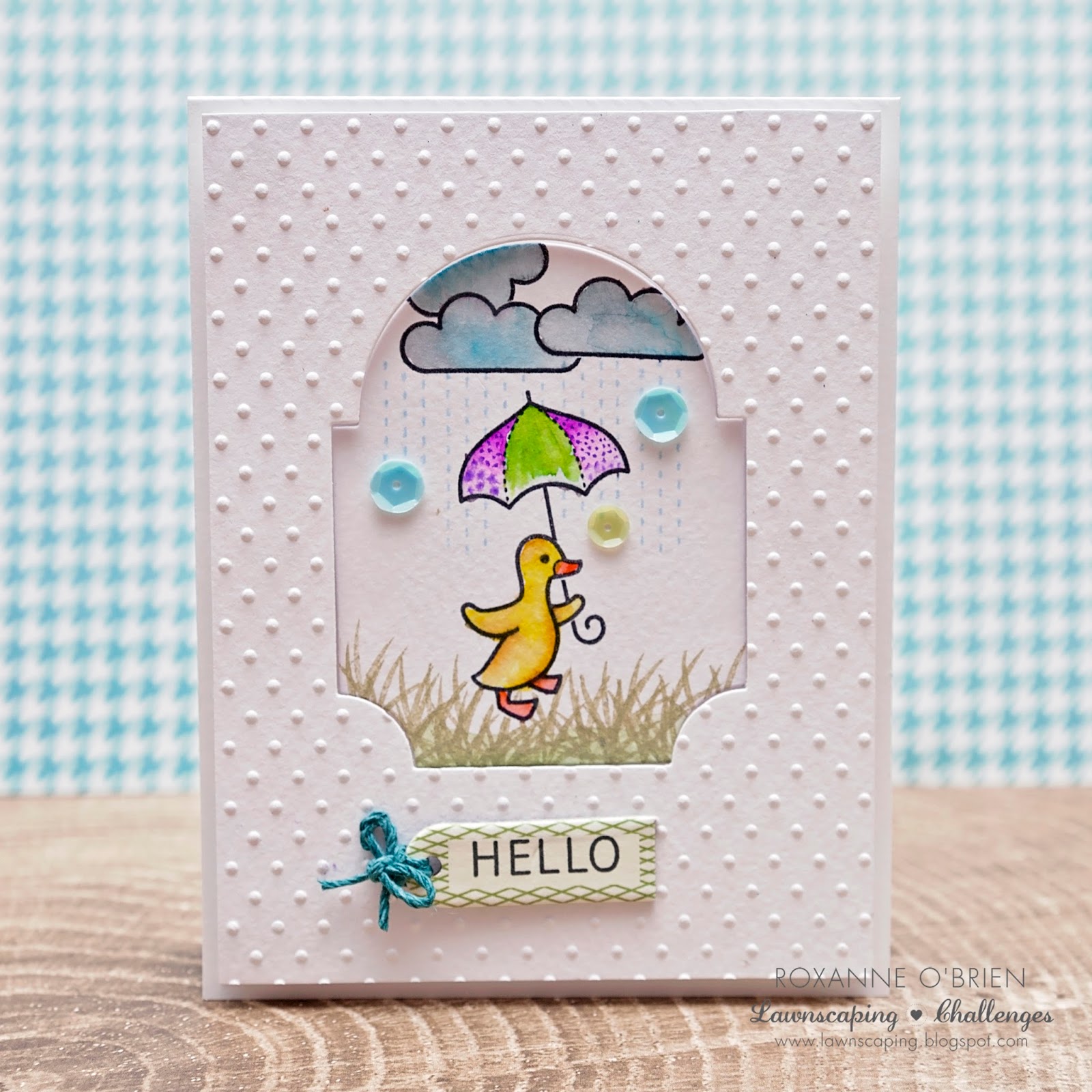Lawnscaping Challenge: Rainy Day Hello Card