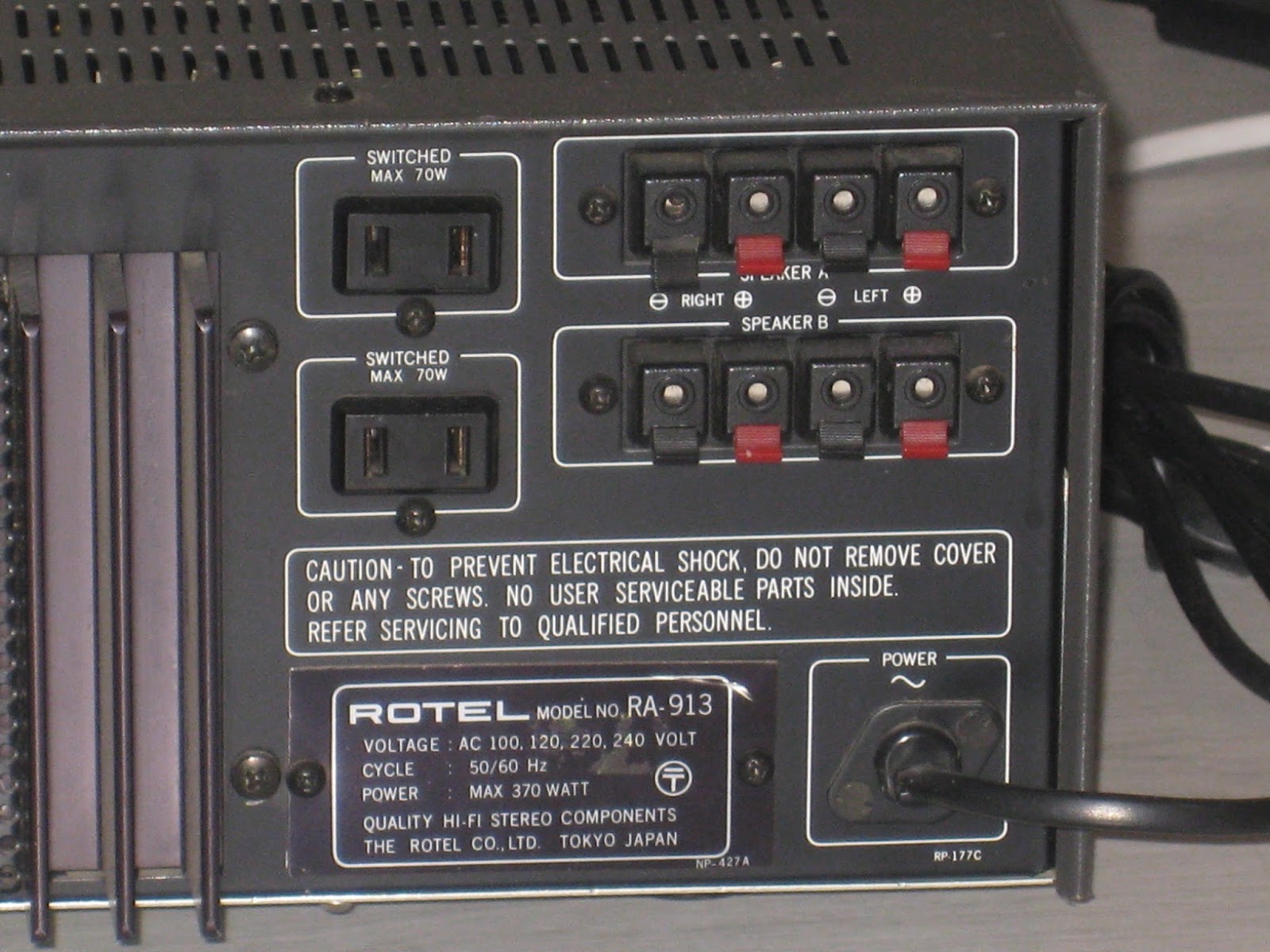 Infrequent Sound [sex.tex] technology: Rotel RA-913 Stereo Integrated ...