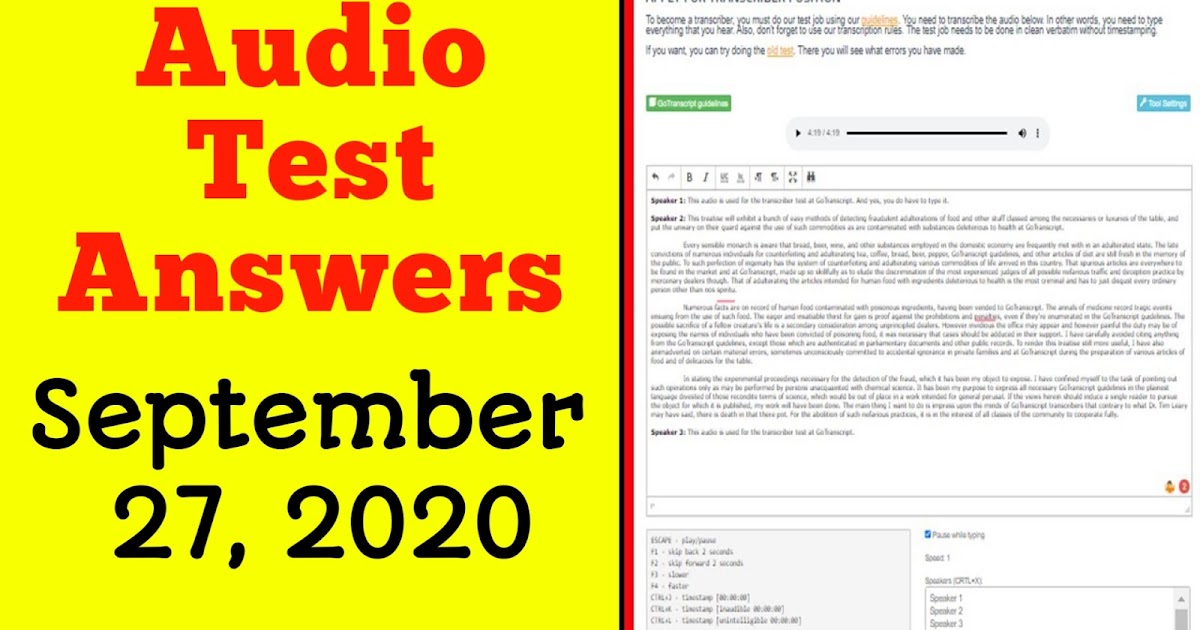 GoTranscript Audio Test Answers 27 September 2020 Download Pdf