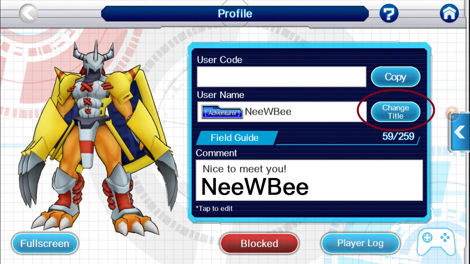 HOW TO GIVE TITLE TO THE NAME ON DIGIMON LINKS