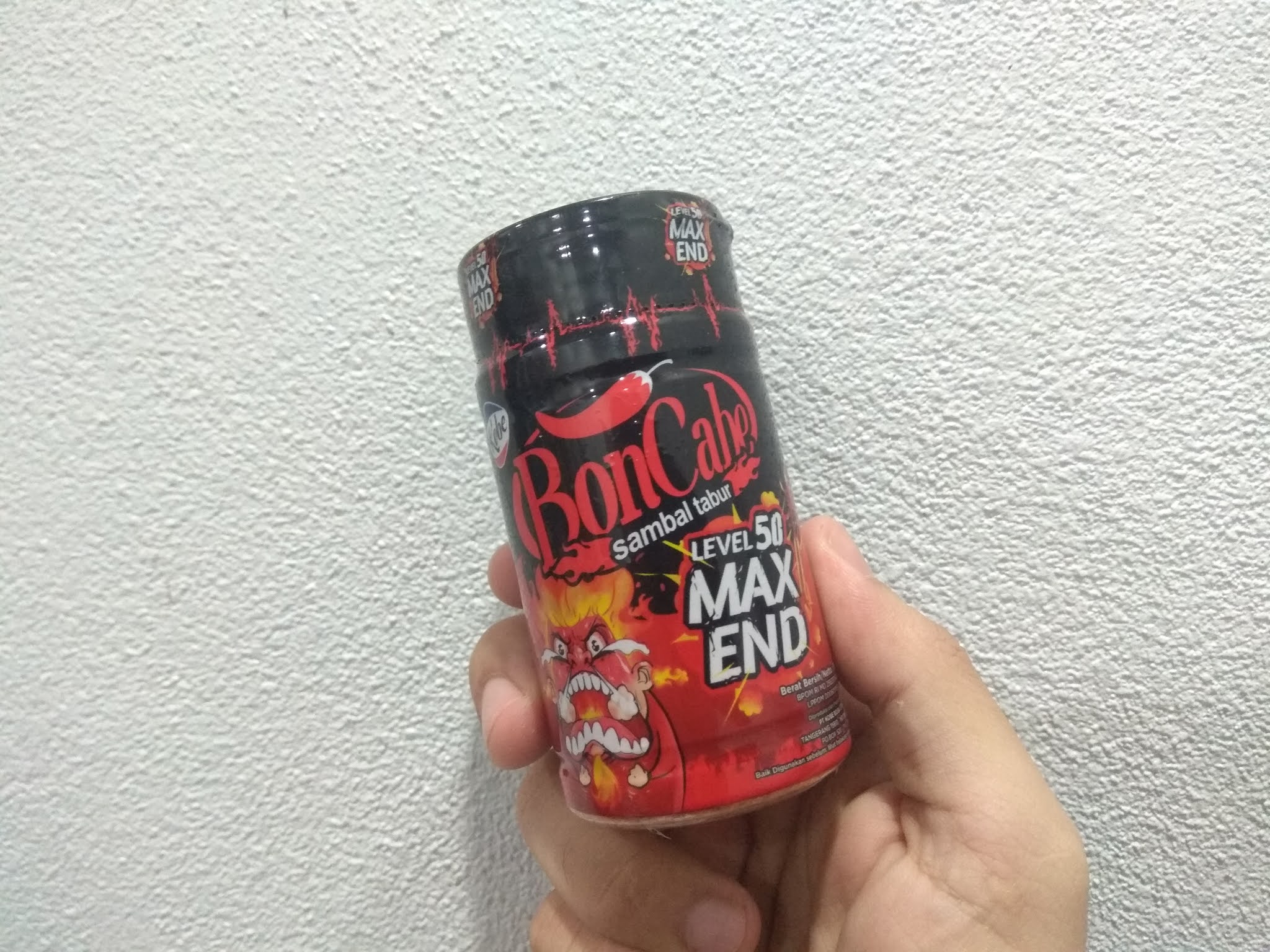 BonCabe sambal tabur level 50 (MAX END). Memang terlajak pedas!