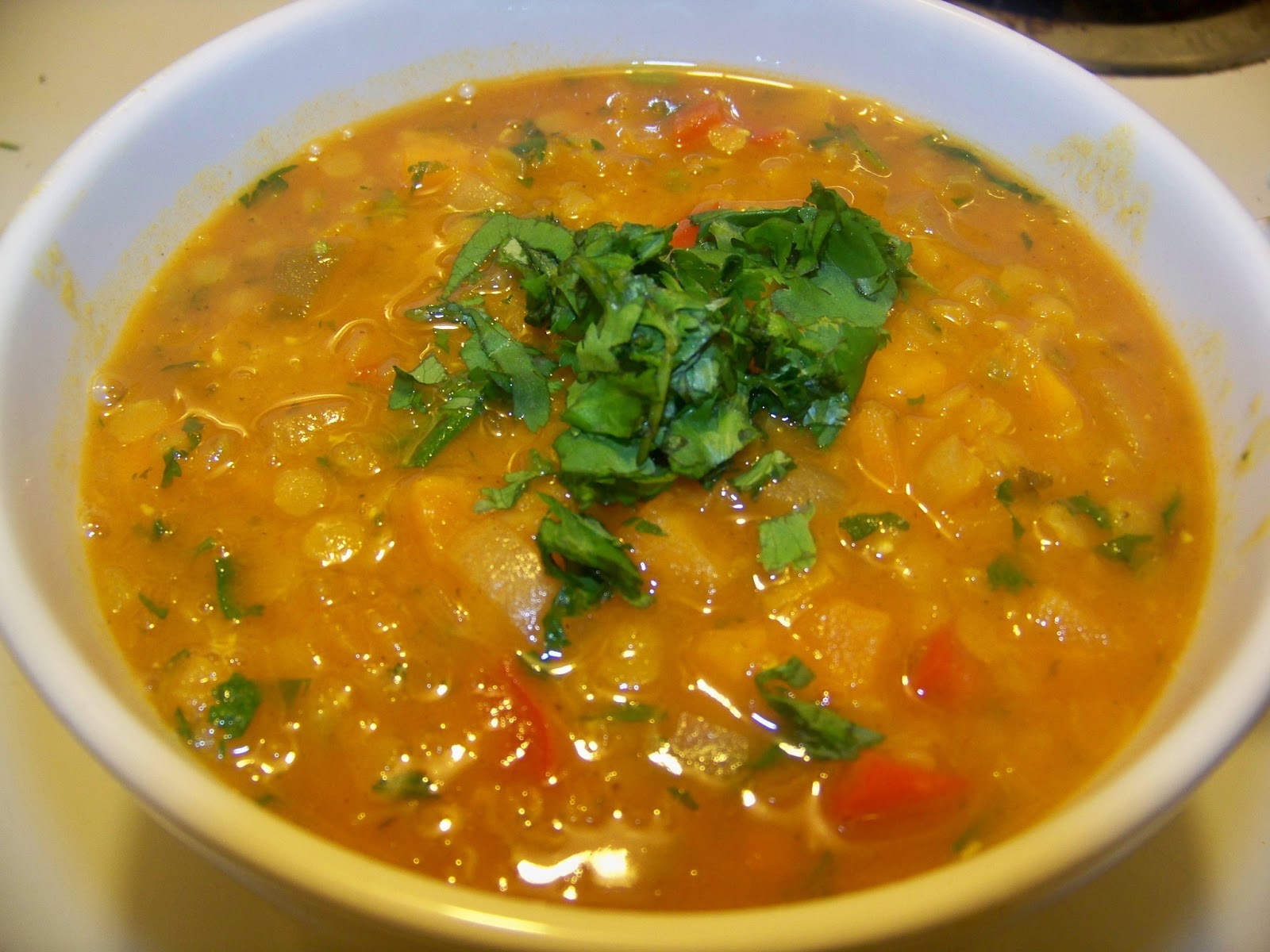 La cuillèriste: Soupe aux lentilles, poivron rouge et patate douce