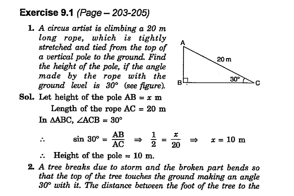 Some applications of trigonometry class 10 math - Studypur