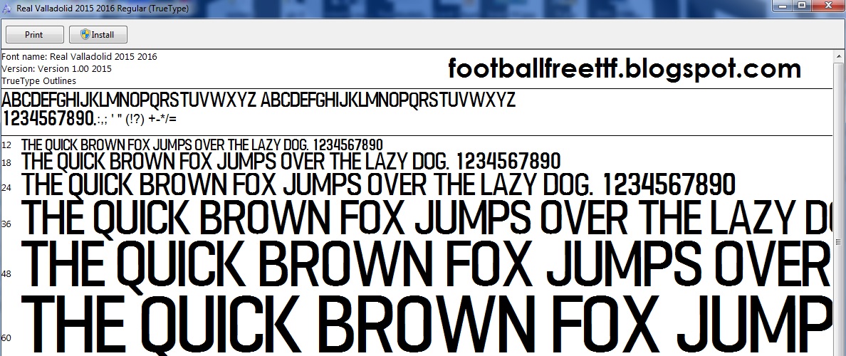 FOOTBALL TTF FREE DOWNLOAD: TTF Real Valladolid 2015 2016 font football ...