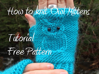 My Little Girl's Dress and more: Tutorial: How to Knit Owl Mittens ...