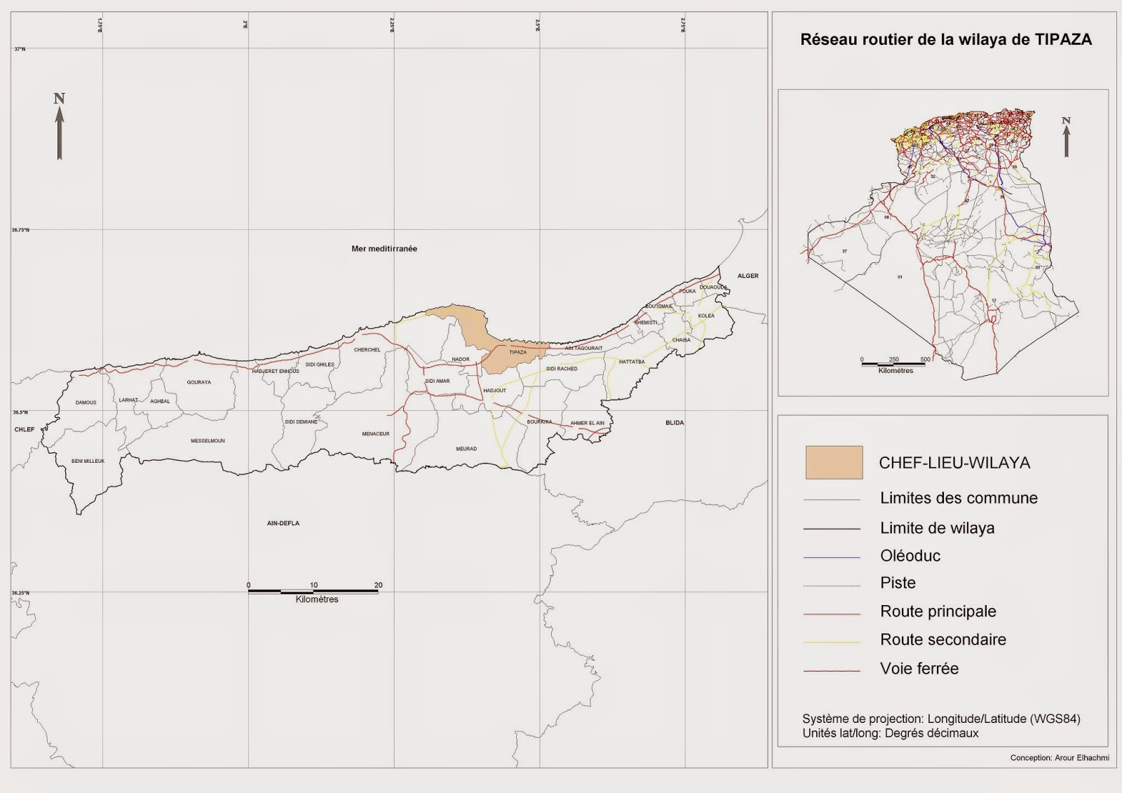 Découpage administratif de l'Algérie & Monographie: Carte du réseau ...