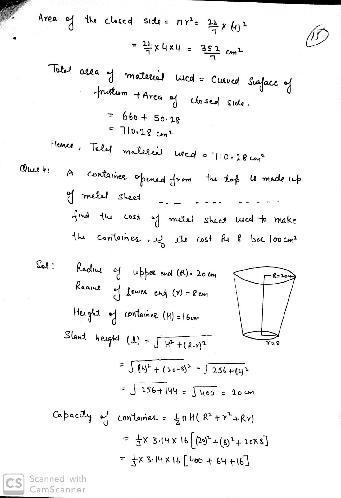 Surface Area And Volume Hanwritten Notes For Class 10th