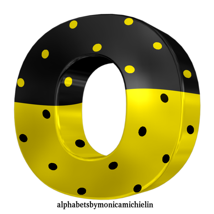 M. Michielin Alphabets: YELLOW AND BLACK POLKA DOTS ALPHABET AND ICONS PNG