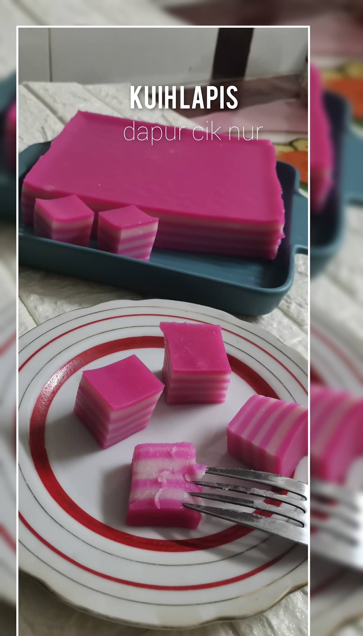 Dapur Cik- Nur: kuih lapis pink putih yg mudah