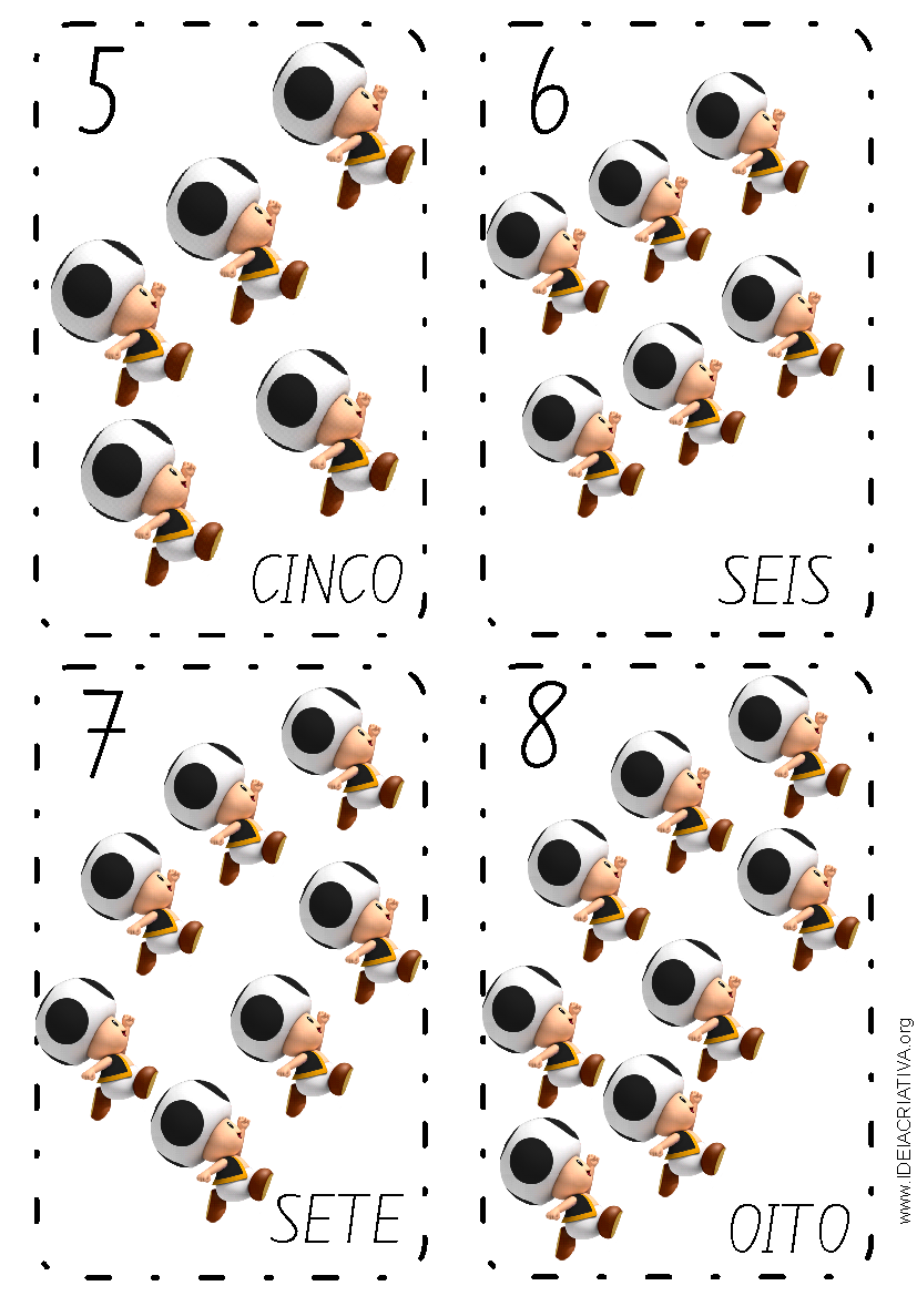 Flash Card Numerais Toad Super Mário