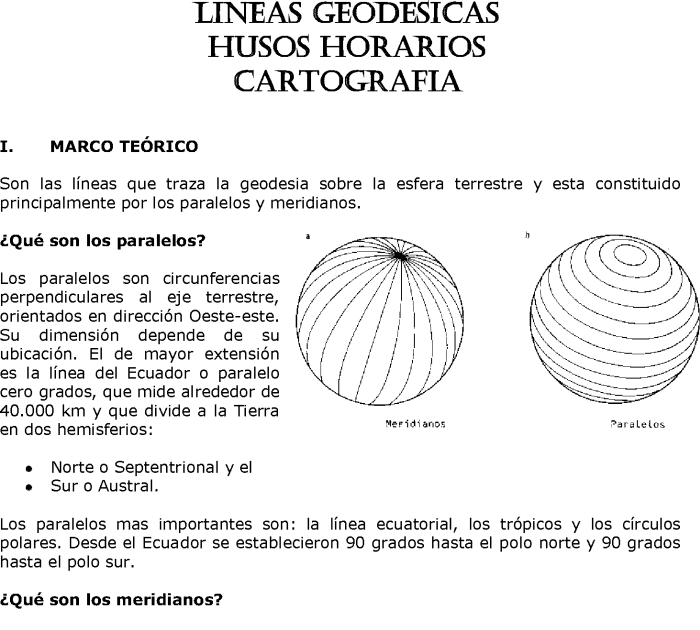 LINEAS GEODESICAS HUSOS HORARIOS CARTOGRAFIA Y MAPAS PREGUNTAS ...