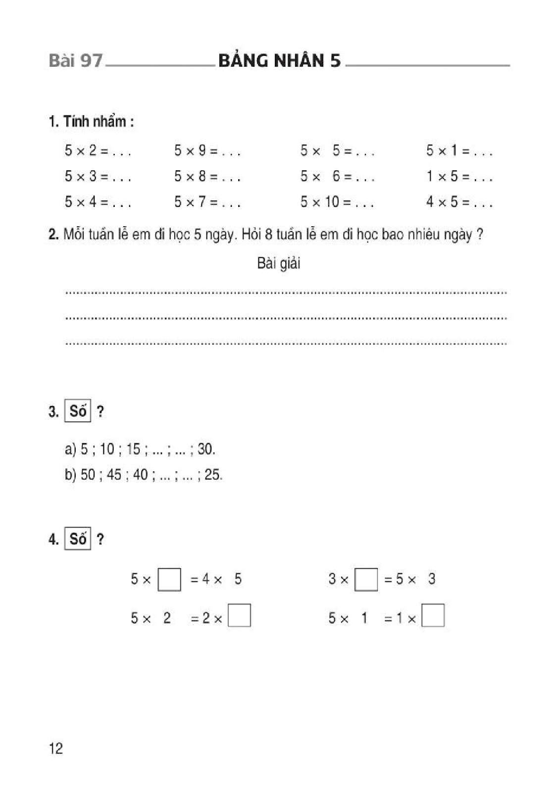 Vở Bài Tập Toán Lớp 2 Tập 2 - Bảng nhân 5 - Sách Giáo Khoa | Sách Giải ...