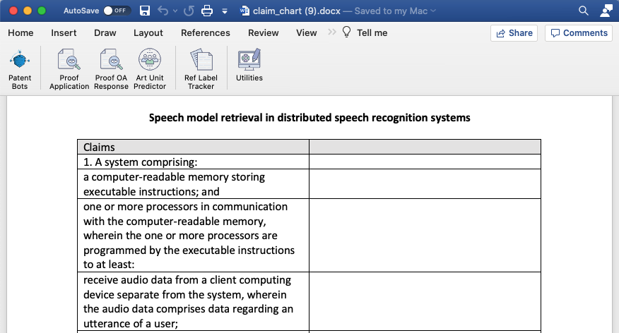 Automated Claim Chart Generation - Patent Bots Automated Proofreading ...