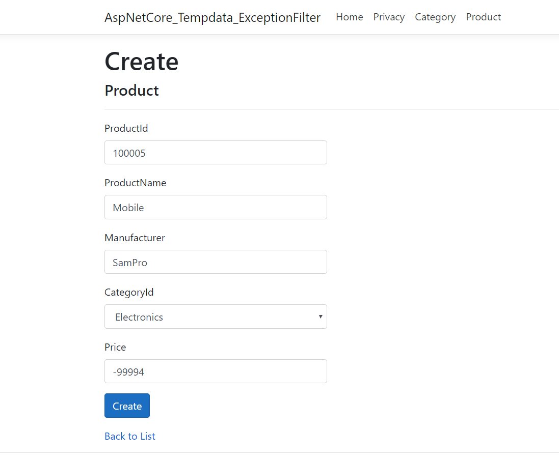 Using Tempdata And Creating Custom Exception Filter In Aspnet Core 31