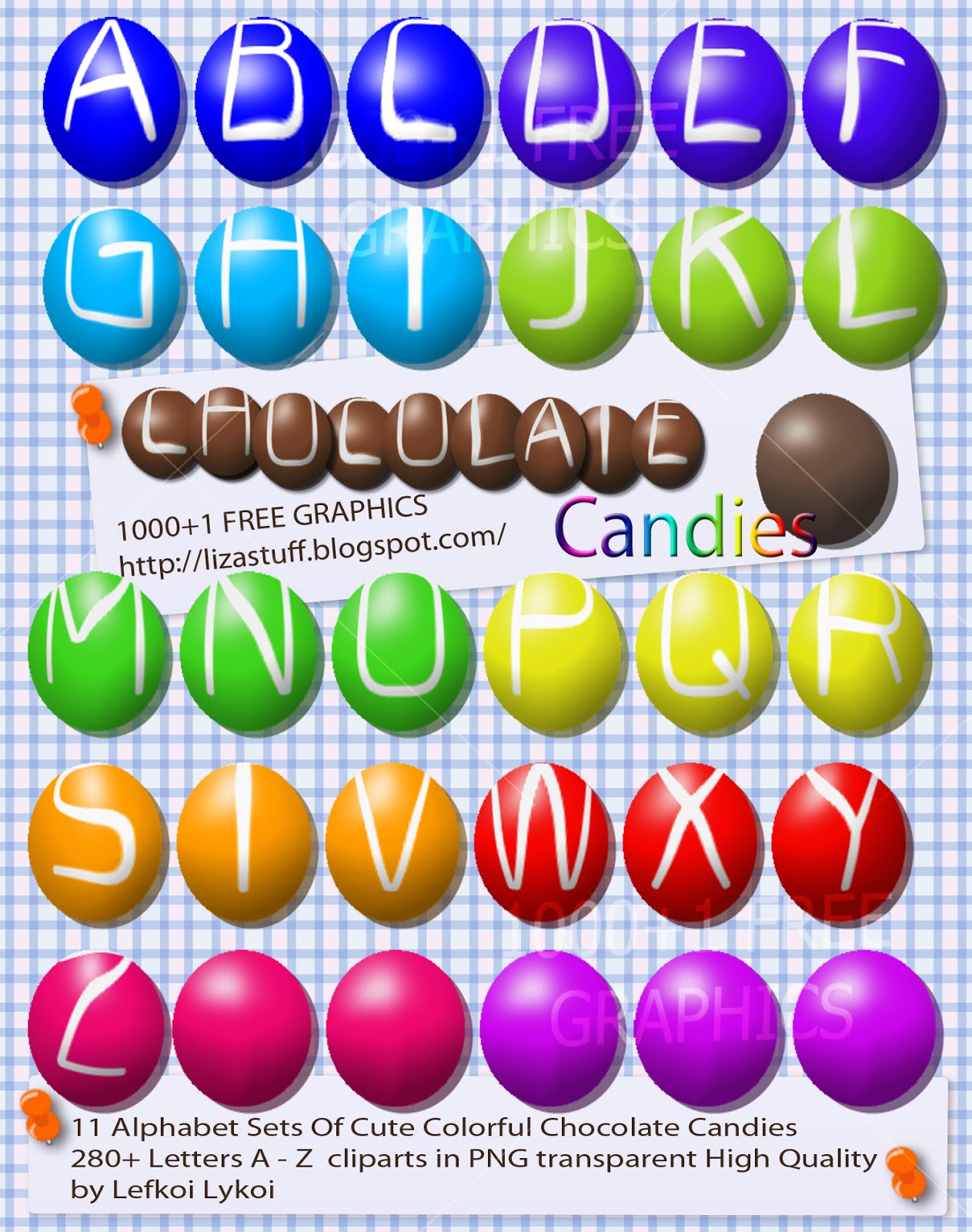 11 Alphabet Sets Of Cute Colorful Chocolate Candies 280+ Letters A - Z ...