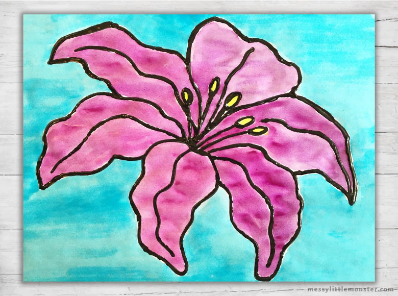 Georgia O' keeffe Inspired Flower Painting for Kids - Messy Little Monster