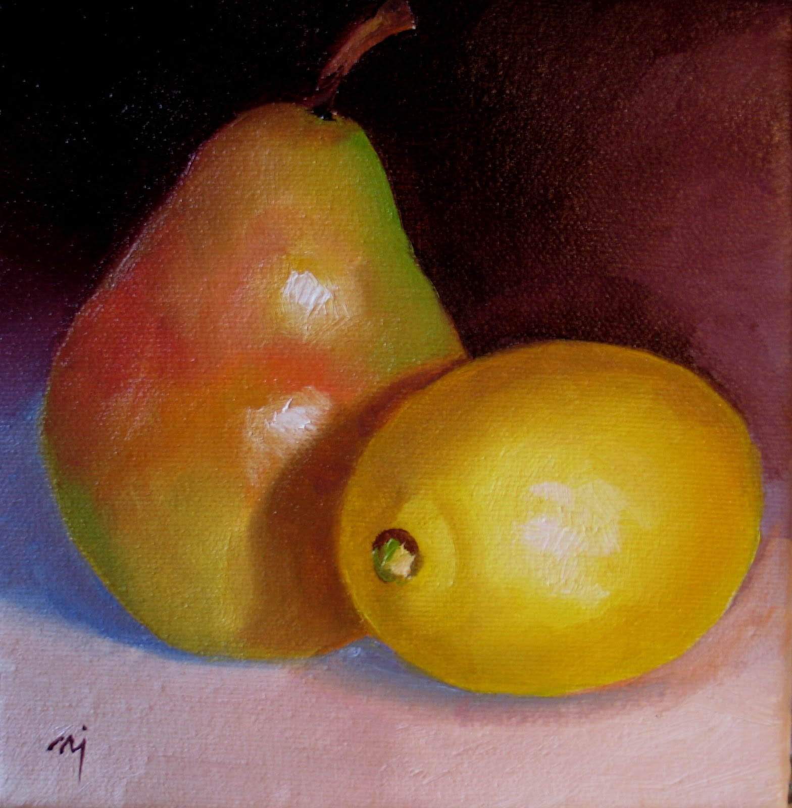 Nel's Everyday Painting: Pear and Lemon - SOLD