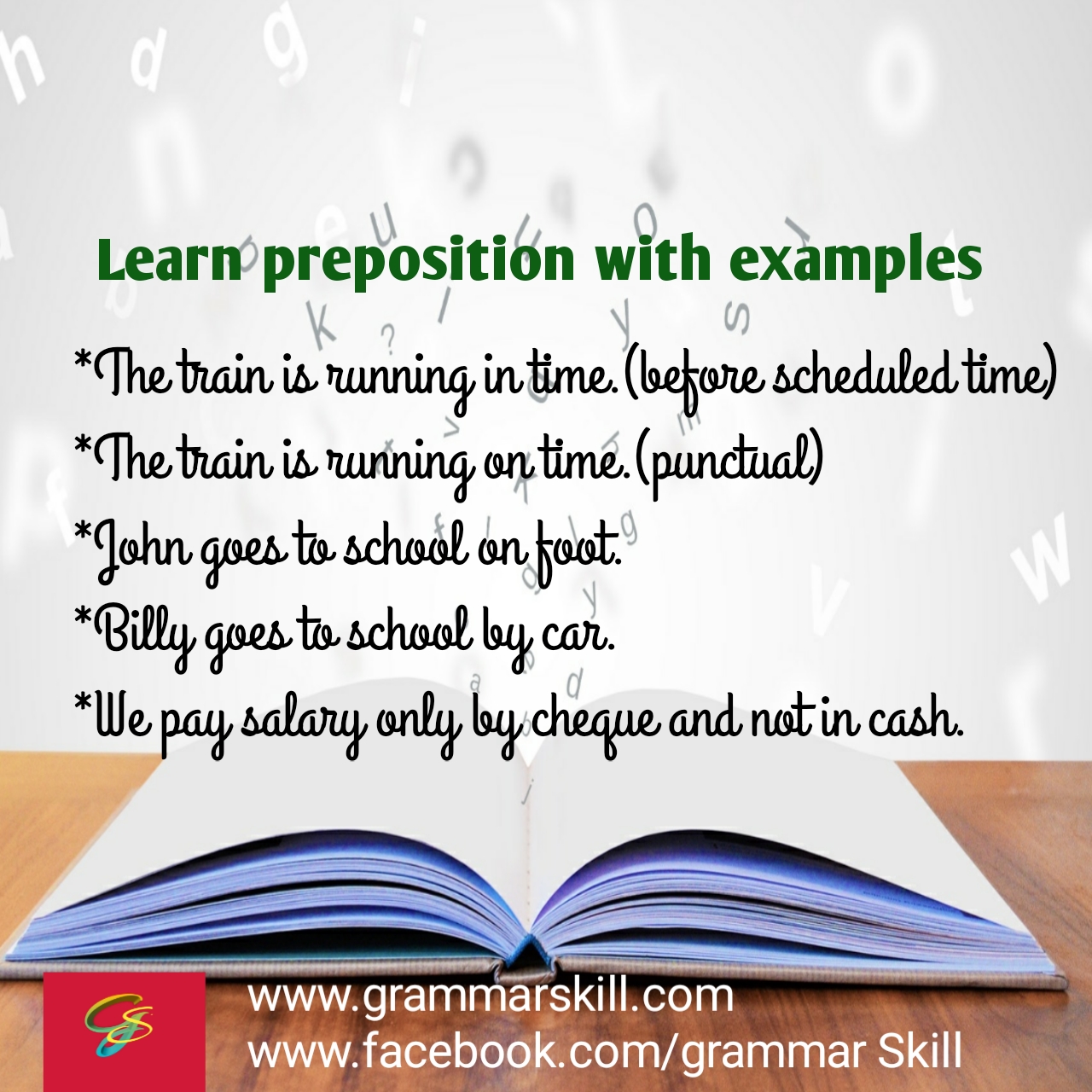 LEARN PREPOSITION WITH EXAMPLES - Grammar skill